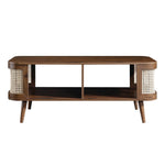 Izzy Curved Rattan Coffee Table, Walnut | daals.com