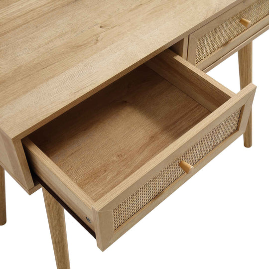 Frances Woven Rattan Vanity Table with Mirror, Natural | daals.com