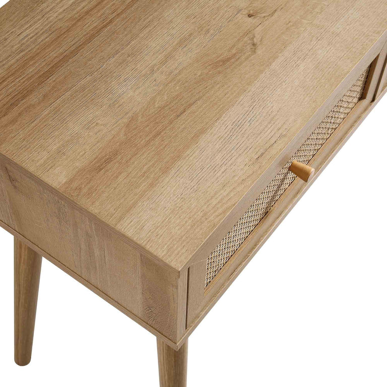 Frances Woven Rattan Vanity Table with Mirror, Natural | daals.com