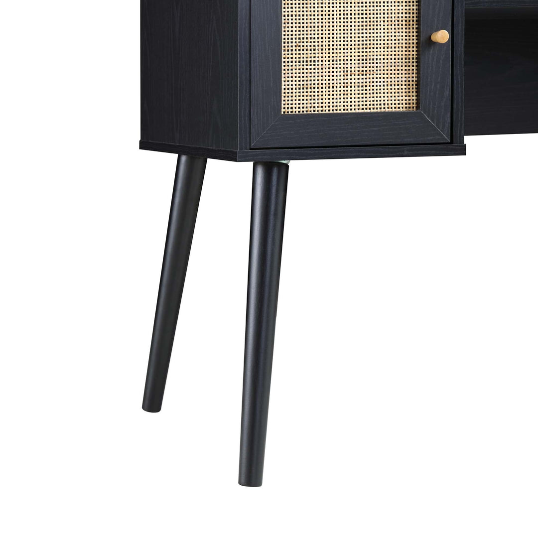 Frances Woven Rattan 2-Door Desk, Black | daals.com