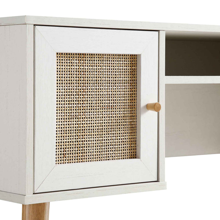Frances Woven Rattan 2-Door Desk, White | daals.com