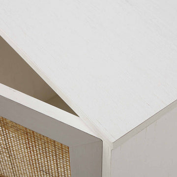 Frances Woven Rattan 2-Door Desk, White | daals.com