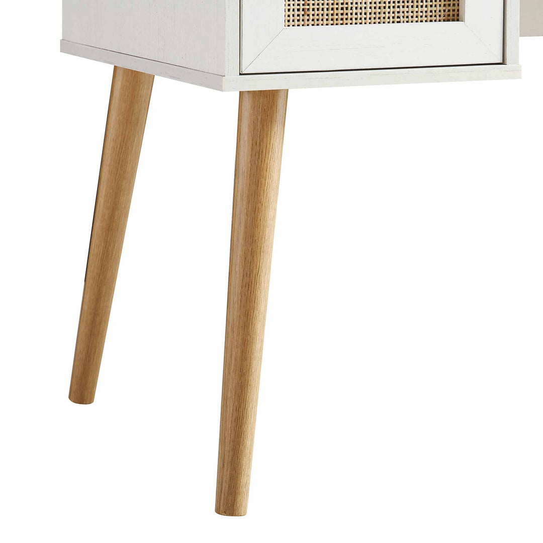 Frances Woven Rattan 2-Door Desk, White | daals.com