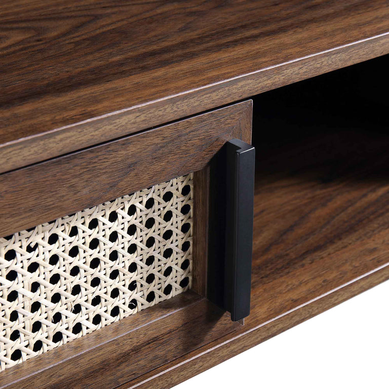 Izzy Curved Rattan 2-Door Table, Walnut | daals.com