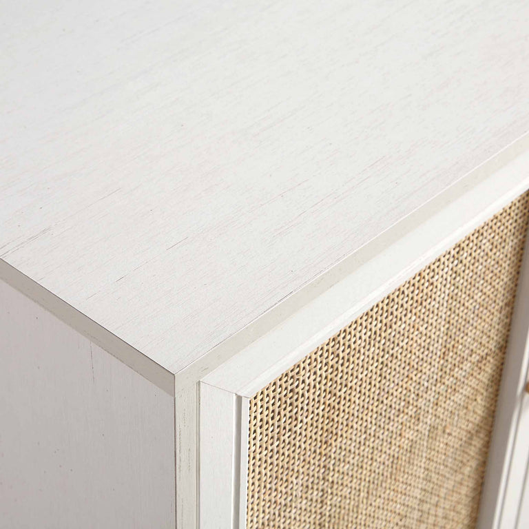 Frances Woven Rattan 3-Door Sideboard, White | daals.com