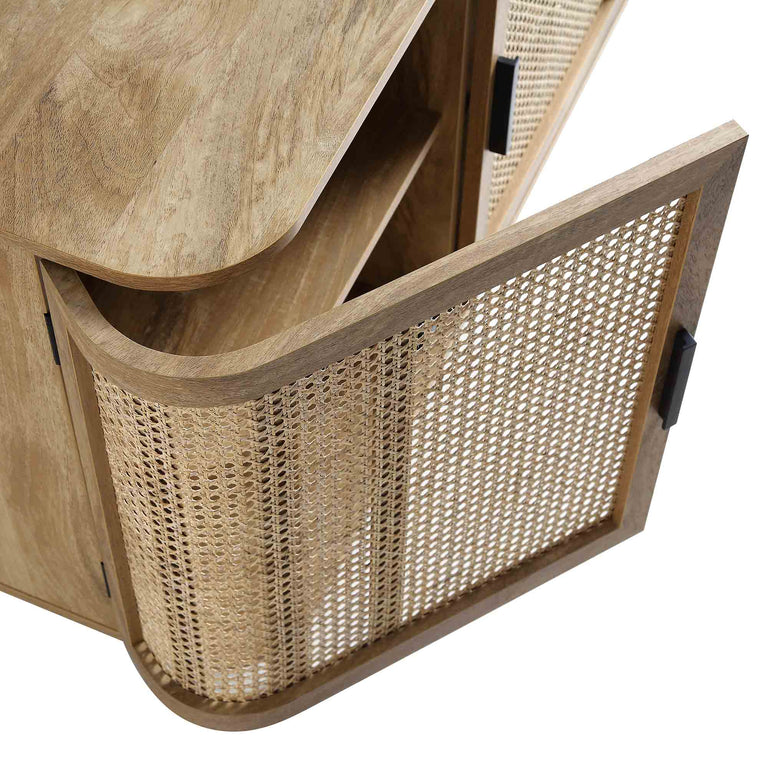 Izzy Curved Rattan Large 3-Door Sideboard, Natural | daals.com