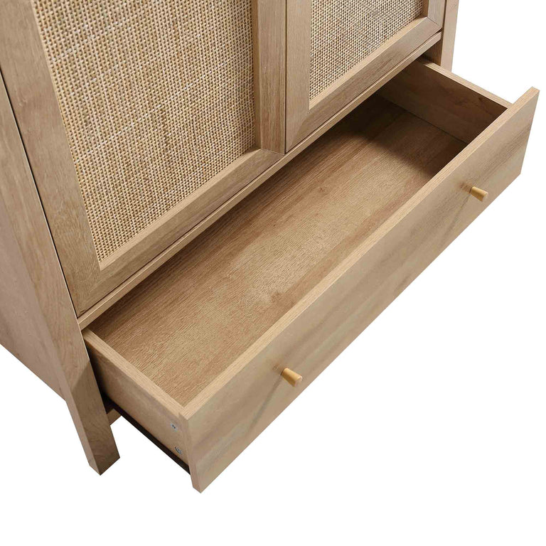 Frances Rattan Double Closet with 1 Drawer, Natural | daals.com