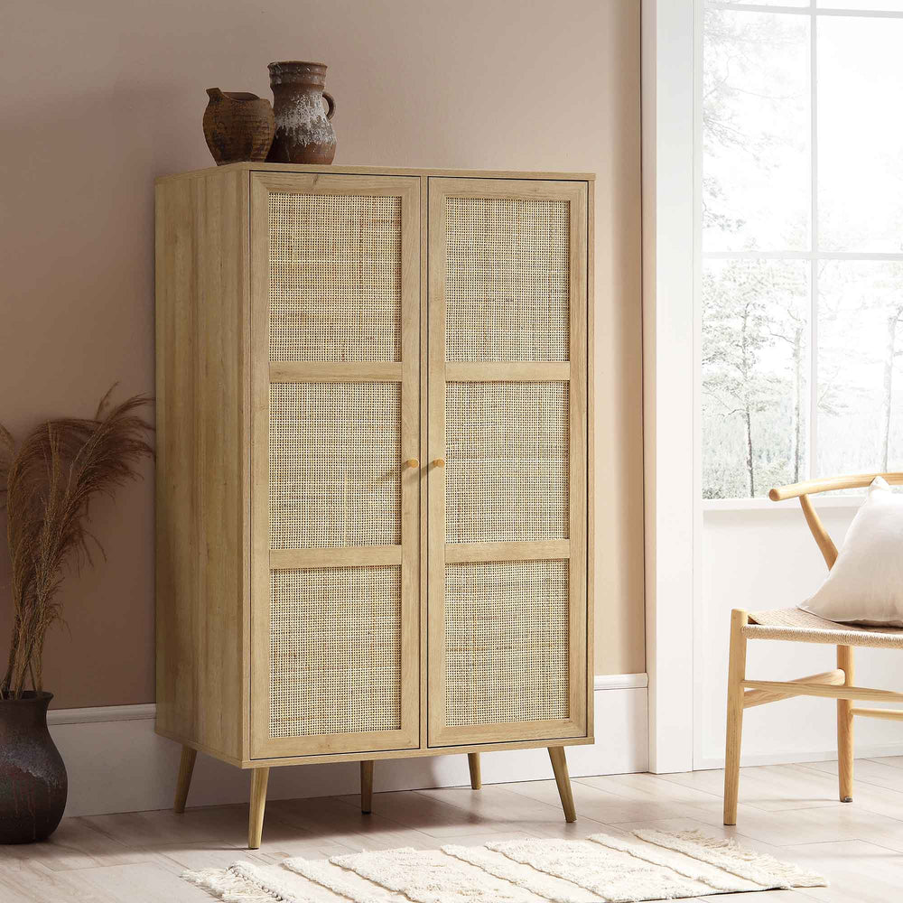 Frances Woven Rattan Compact Double Closet, Natural | daals.com