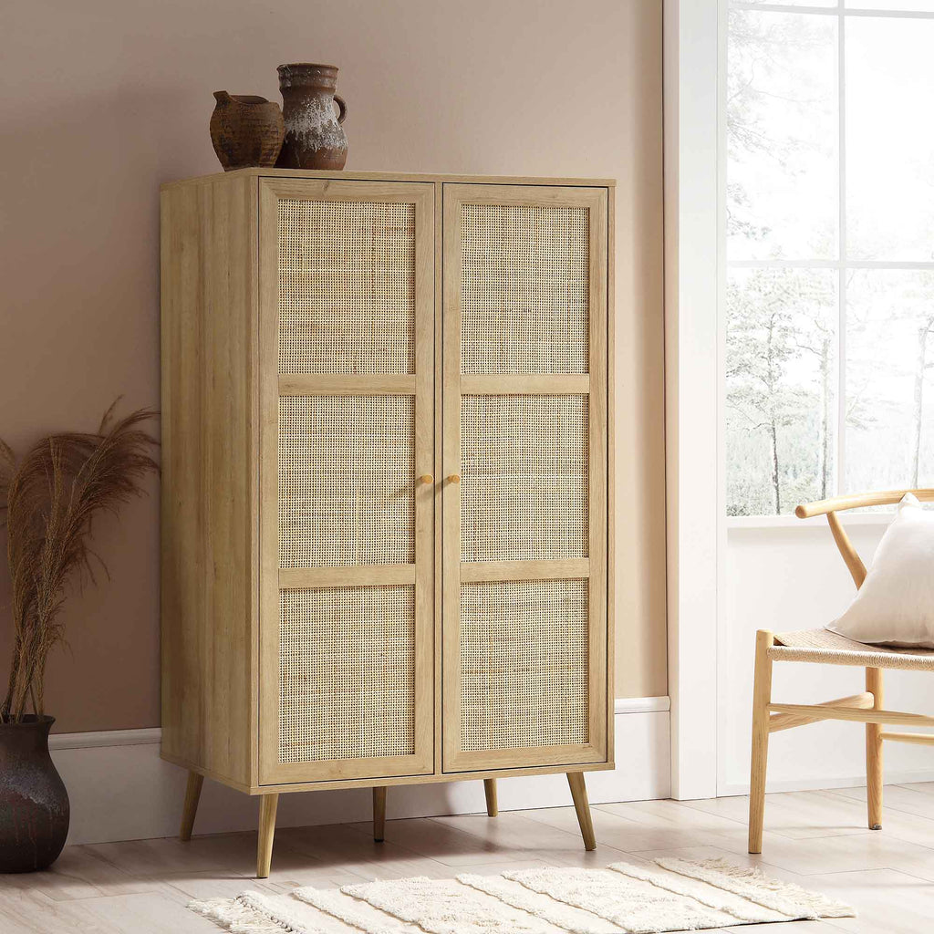 Frances Woven Rattan Compact Double Closet, Natural | daals.com