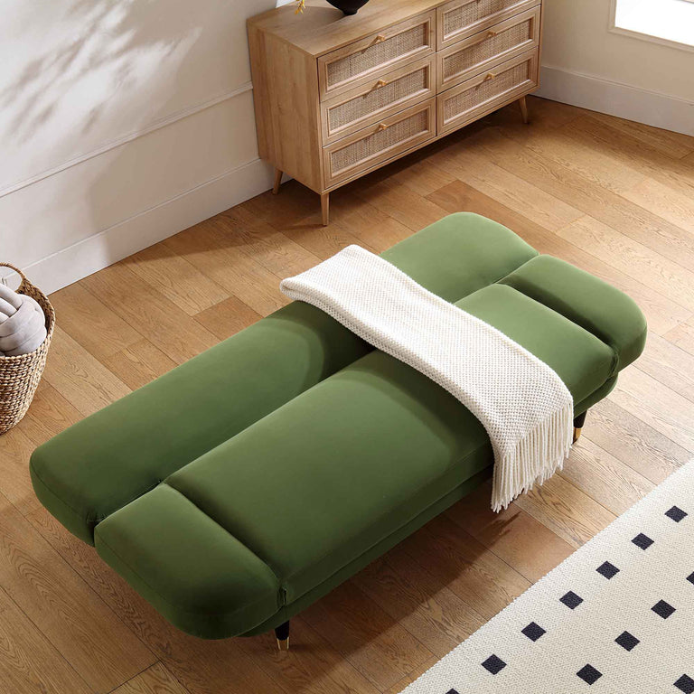 Solna 2-Seater Sofa Bed, Moss Green Velvet | daals.com