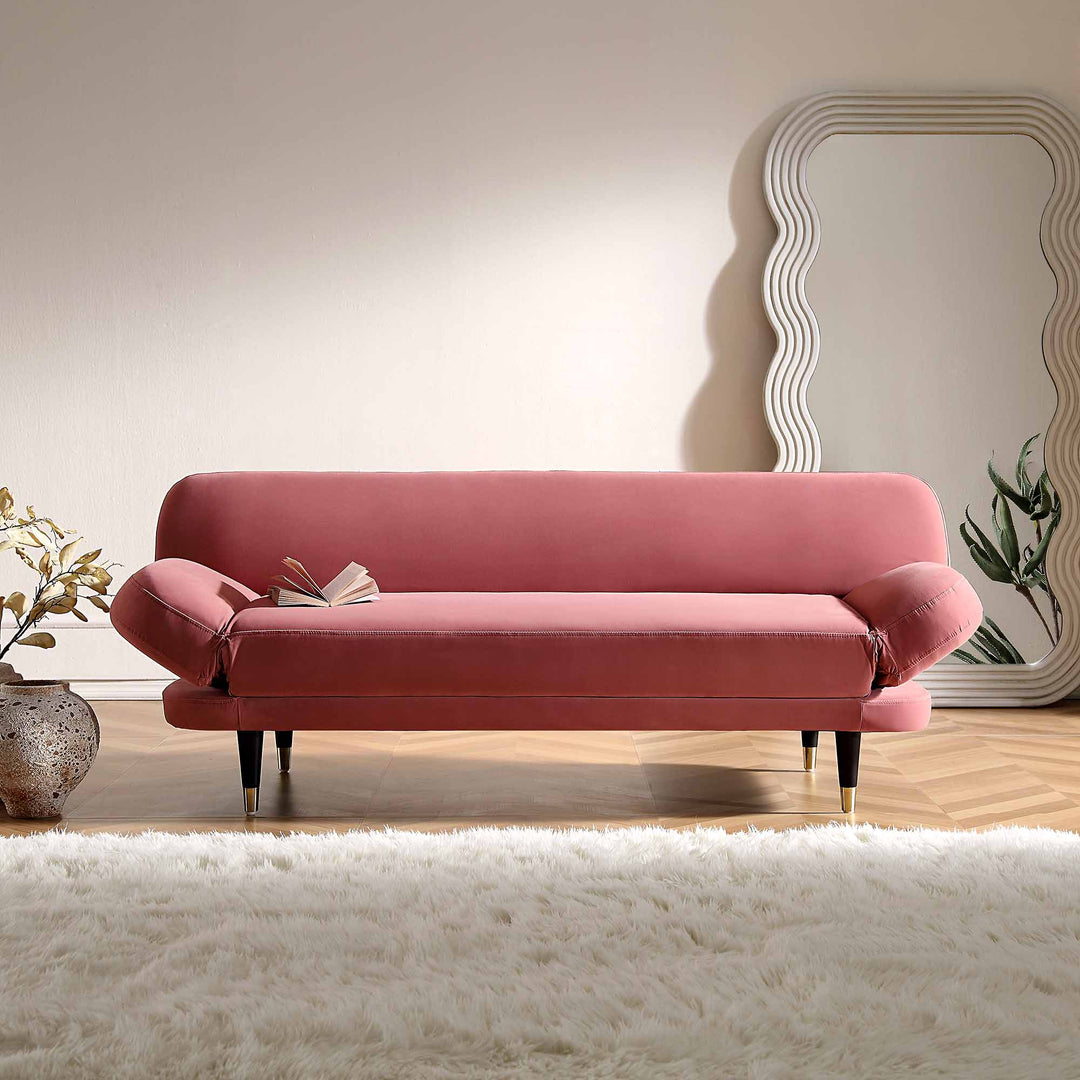 Solna 2-Seater Sofa Bed, Dusty Rose Velvet | daals.com