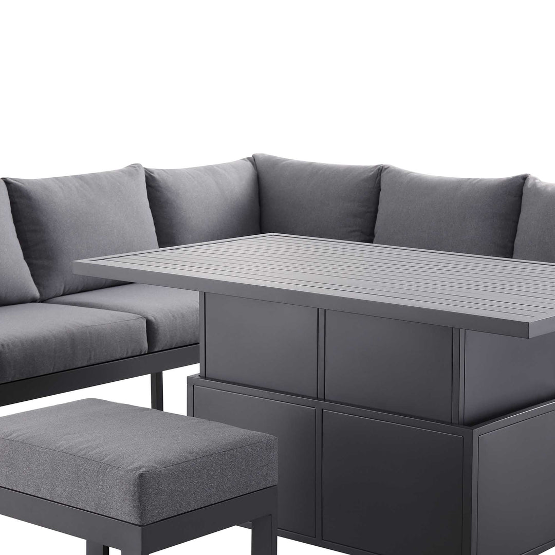 Albany Aluminium Large Corner Casual Dining Set with Rising Table, Gre ...