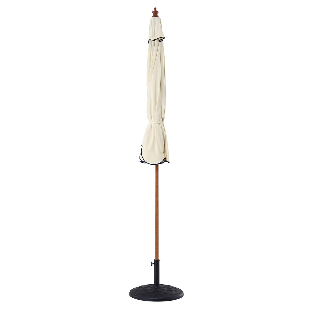 Beige 2.6M Octagonal Crank and Tilt Parasol with Navy Scalloped Edge ...