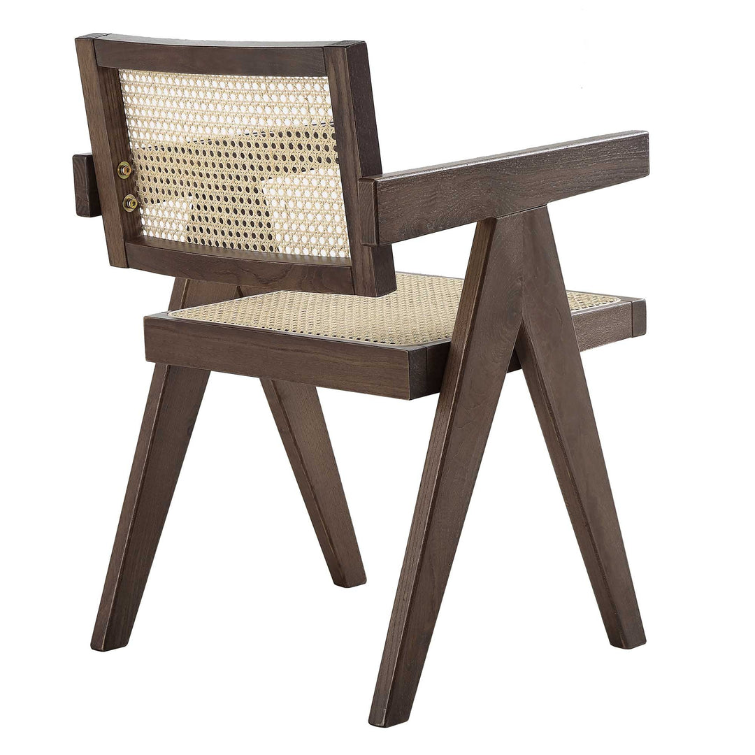 Jeanne Dark Walnut Cane Rattan Solid Beech Wood Dining Chair | daals.com