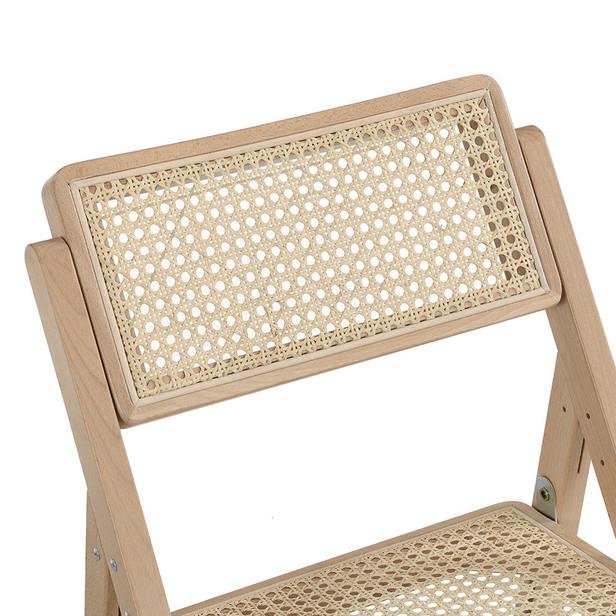Frances Set of 2 Folding Cane Rattan Chairs in Natural | daals.com