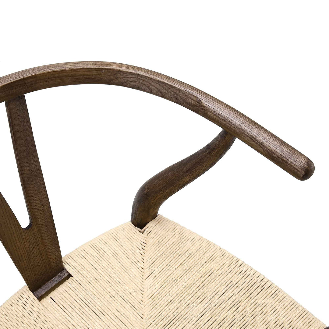 Hansel Wooden Natural Weave Wishbone Dining Chair, Dark Walnut Frame ...