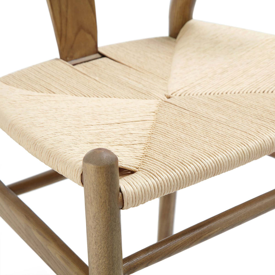 Hansel Wooden Natural Weave Wishbone Dining Chair, Light Walnut Frame ...
