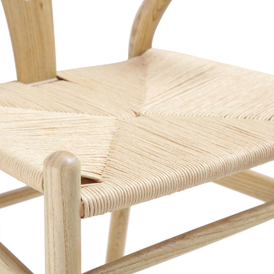 Hansel Wooden Natural Weave Wishbone Dining Chair, Natural Frame ...
