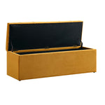 Leamington Deep-Buttoned Ottoman Storage Bench, Turmeric Yellow Velvet ...